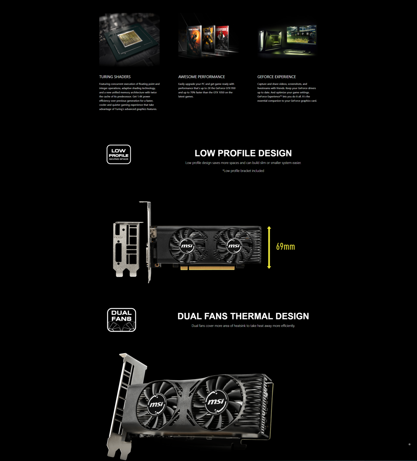 MSI GTX 1650 Low Profile 4GB LP OC GDDR5 NVIDIA Graphics Card ...